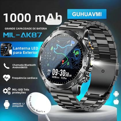 Relógio Inteligente AK87 De Grau Militar Durável Com Bateria De 1000mAh ...
