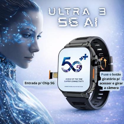 Relogio Smartwatch Ultra 3 Ai Android Chip 5g Câmera Wifi Gps Nfc ...