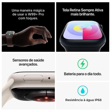 Relógio Watch 9 Wearmax OS W99+ Plus super Amoled prova d'água Micro Os ...