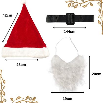 Roupa de Papai Noel de Feltro Tamanho Único com Blusão, Calça, Gorro ...