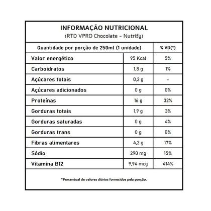 RTD VPRO Proteína Vegetal Chocolate - Nutrify 6 un. - Barra de Proteína ...