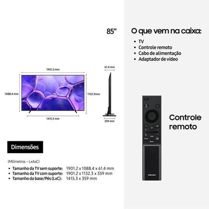Samsung Smart TV 85" Crystal UHD 4K U8100F 2025 + Soundbar HW-B550 - TV ...