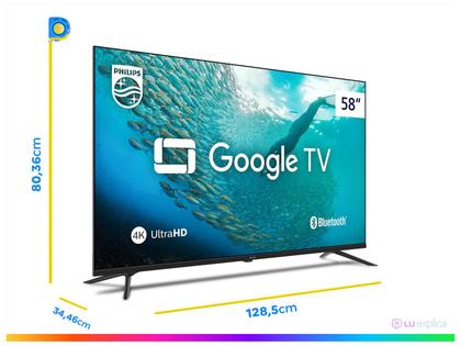Smart TV 58" 4K UHD LED Philips 58PUG7019/78 Wi-Fi Bluetooth Google ...