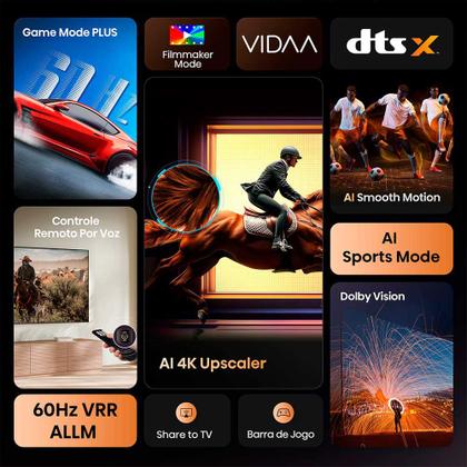 Smart TV Hisense DLED 4K 65" Polegadas com Processador AI, Dolby Vision ...