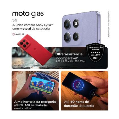 Smartphone Motorola Moto g86 5G com Moto Buds 256GB 24GB 8GB RAM16GB ...
