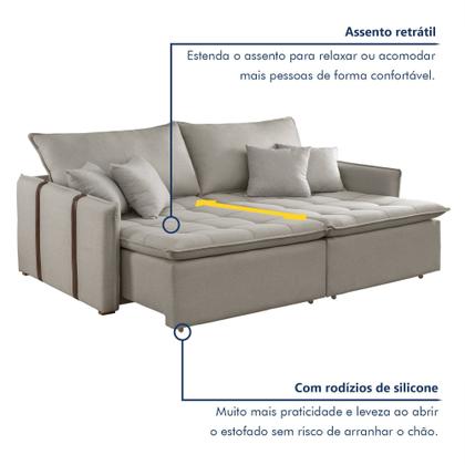 Sofá Cama 200cm Detroid Yescasa Linho - Sofá-Cama - Magazine Luiza