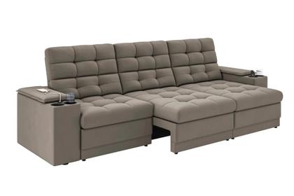 Sofá Confort Premium 2,30m Assento Retrátil/Reclinável porta copos e ...