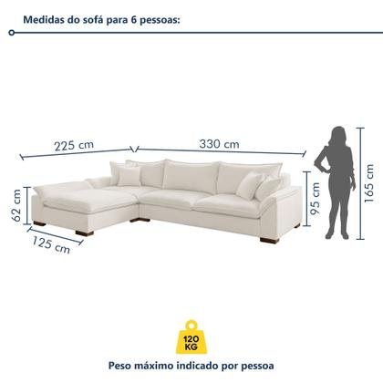 Sofá Modulado com Chaise Dominique Base em Madeira Maciça - Estofados ...