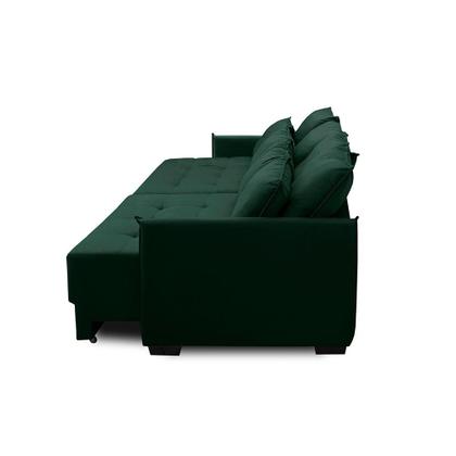 Sofá Sem Caixa Retrátil Reclinável 2,10m Clara Veludo Verde Kaleo Decor ...