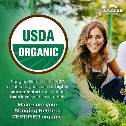 Suplemento Zazzee USDA Organic Stinging Nettle 9000mg 120 cápsulas ...