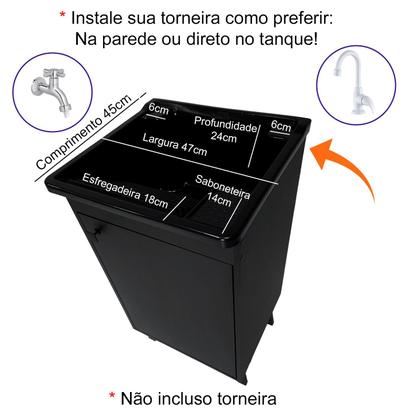 Tanque De Lavanderia 26l Com Gabinete Preto 46cm Pés Retro - EJV Shoop ...