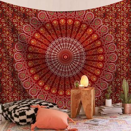 Tapeçaria De Parede Mandala Boho Psicodélica Hippie, Decoração Indiana ...