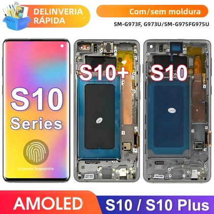 Tela LCD Samsung Galaxy S10 plus Com Impressão Digital G975F E Display ...