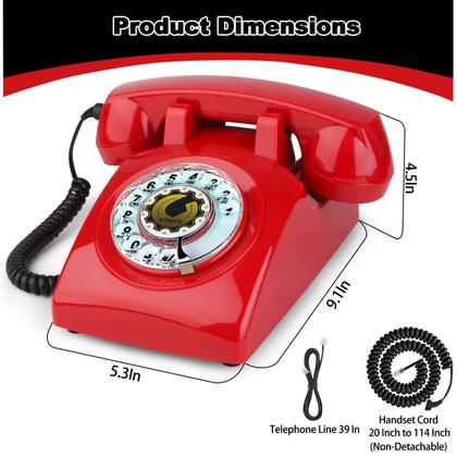 Telefone fixo Sangyn Retro Rotary Dial 1960 Vintage - Telefone com Fio ...