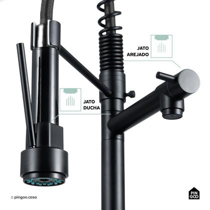 Torneira Gourmet Misturador Monocomando Munim Pingoo.casa - Preto ...