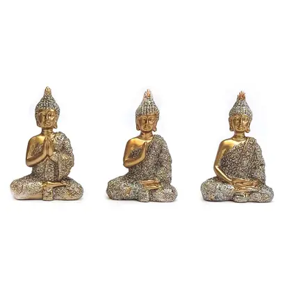 Trio buda decorativo Enfeite Resina Meditando kit com 3 modelo a ...