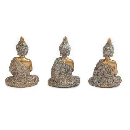 Trio buda decorativo Enfeite Resina Meditando kit com 3 modelo a ...