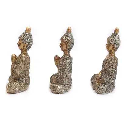 Trio buda decorativo Enfeite Resina Meditando kit com 3 modelo a ...