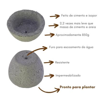 Vaso de Cimento 17x10cm com Suporte de Macramê 80cm Cor do Suporte ...