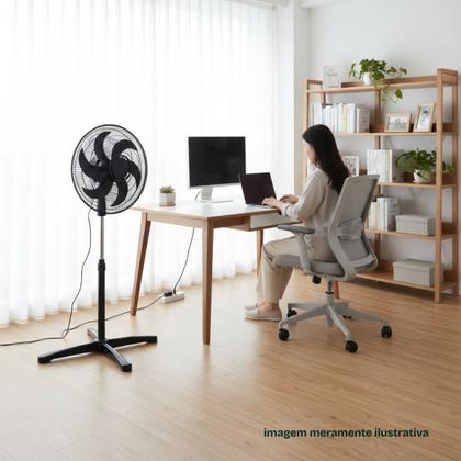Ventilador De Chão Coluna Pé Turbo Silencioso Preto 40cm Preto ou ...