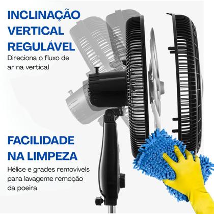 Ventilador de Coluna Pedestal Super Power 110V/220V Preto Oscilante ...