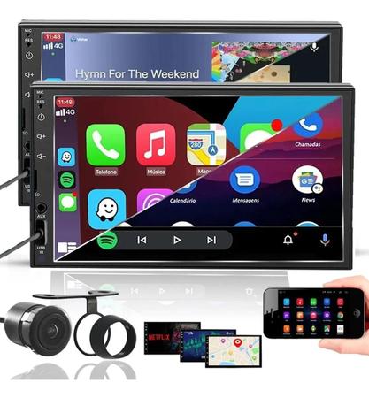 Som Pra Carro Aparelho Automotivo Midia 7 Pol CarPlay + Moldura GM SPIN 2019 + Câmera - MP5 ...