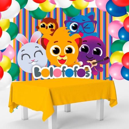 Kit festa Bolofofos Anive Toalha Amarela+ 50 balões +Painel