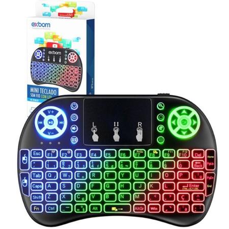 Mini Teclado Iluminado Com Touchpad Wireless 2.4g Bateria de Litio ...