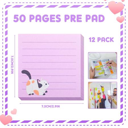 12 Pack Cat Sticky Notes Small to Do List Notepad Funny Cute Note Pads Kitt