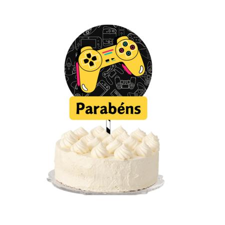 Kit Topper Topo De Bolo Festas Videogame Personalizado