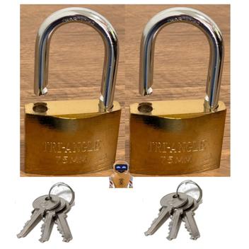 02 x Cadeado Grande 75mm TrianGle Robusto Corpo Maciço Haste Inox ...