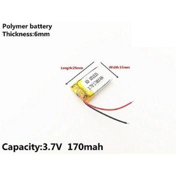 1 Peça 170 Mah 3,7v 2 Fios 6mm X 15mm X 25mm 601525 - bgb - Bateria ...