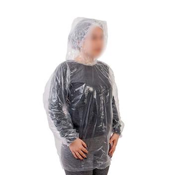 10 Bata Plástica Transparente Com Capuz Elástico No Punho - Aradesc ...