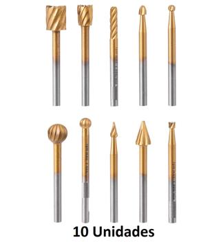 10 Fresas Broca Rotativa Micro Retifica Entalhe Madeira Titânio ...