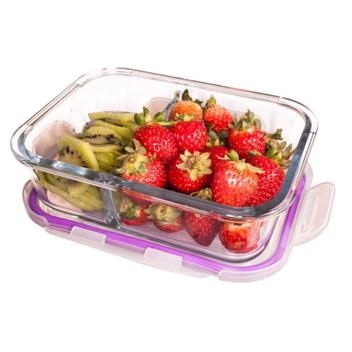 10 Peças-Pote de Vidro c/ Divisória e Tampa Hermética 640ML Fitness ...