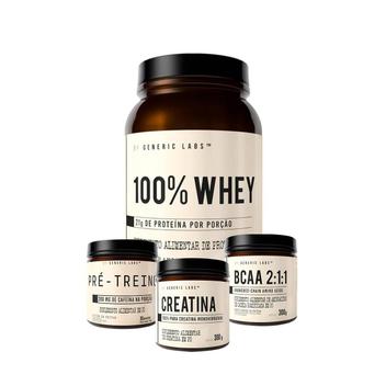 100% Pure Whey + Pré-Treino + Creatina + Bcaa Pó - (907g) - Generic ...