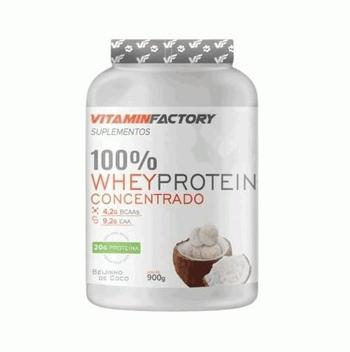 100% Whey Concentrado Pote (900g) - Sabor: Beijinho de Coco - Vitamin ...