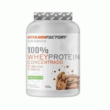 100% Whey Concentrado Pote (900g) - Sabor: Cookies e Cream - Vitamin ...