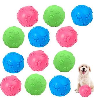 12 Bolas Bolinhas Com Apito Pet para Cães Cachorros Pequenos e Médios ...