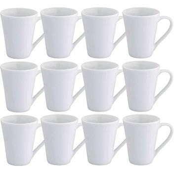 12 Canecas de Porcelana 300 ml Branca Simples Sublimação Lettering ...