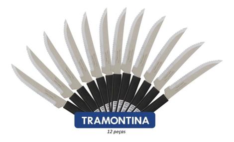 12 Faca de Serra Inox Tramontina churrasco Leme Preto Ref 23180404 ...