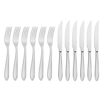 12 Talheres Inox Garfo Faca Carne C/ Serra Bar Restaurante Buffet ...