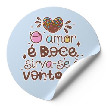 120 Tag Etiquetas Adesivos Para Embalagens Redonda Confeitaria O Amor É Doce Sirva-Se À Vontade ...
