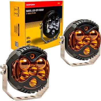 2 Farol LED Off-Road 5 Polegadas com DRL PRO Âmbar Angel Eye LED SMD ...