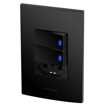 2 Interruptores Led + 1 Tomada 20A - Inova Preto Fosco - Alumbra ...