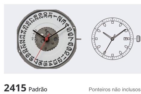 2 Mecanismos 2415 padrão com exibição de data na posição 3h - Miyota ...