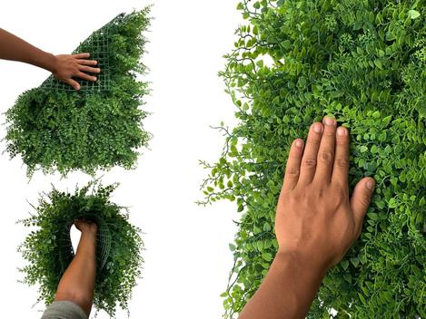 2 Placas para Jardim Vertical Artificial com folhagens permanentes ...