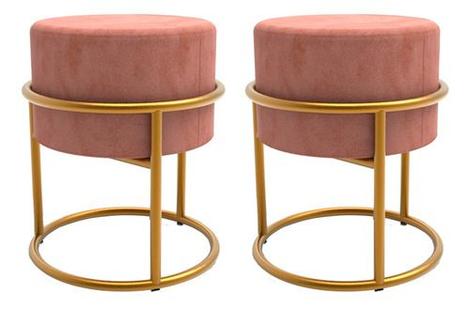 2 Puff De Ferro, Banqueta, Design Moderno, Sala Mesa, Veludo - Zinn ...