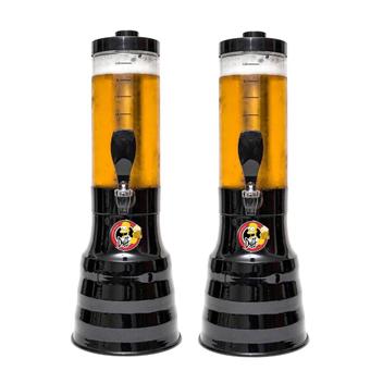 2 Torre De Chopp Beer 2 Litros + 4 Tubo Gelante Base Giratória Copo Com ...