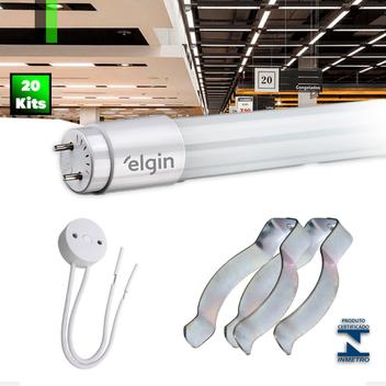 20x Lâmpada Tubular De Led 60cm 10w T8 6500k Branco Frio 900lm Vidro ...